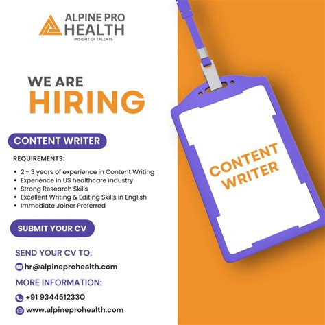 alpine pro health llp on linkedin hiringalert hiring contentwriter