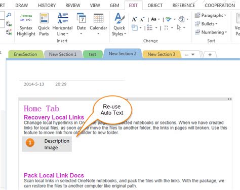 OneNote Insert Quick Parts And Auto Text Office OneNote Gem Add Ins