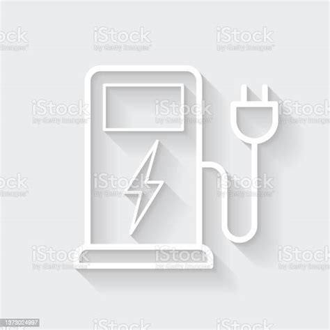 전기 자동차 충전소 빈 배경에 긴 그림자아이콘 플랫 디자인 3차원 형태에 대한 스톡 벡터 아트 및 기타 이미지 3차원 형태 개념 공란 Istock