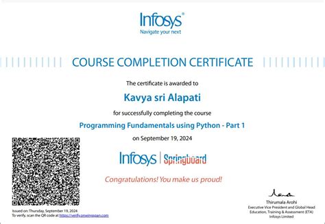 Just Completed The Infosysspringboard Course On Programming