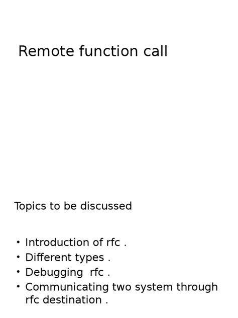 Remote Function Call Computer Engineering Computer Architecture