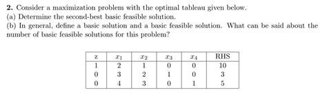 Solved 2 Consider A Maximization Problem With The Optimal Chegg Com