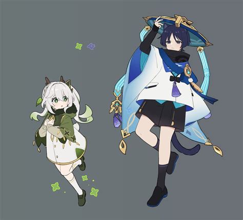 Nahida Scaramouche And Wanderer Genshin Impact Drawn By Marimo Jh