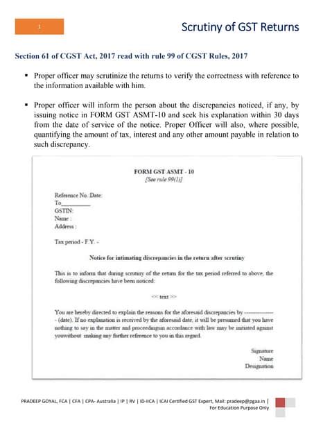 Scrutiny Of Returns In Gst Pdf Business Accounting And Finance Business