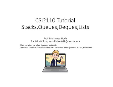 Tut2 Tutorial Stack Queue Deque List Csi2110 Tutorial Stacksqueues