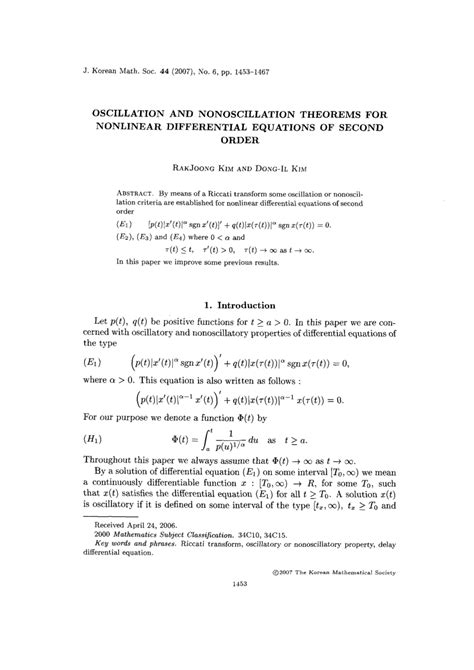 Pdf Oscillation And Nonoscillation Theorems For Nonlinear