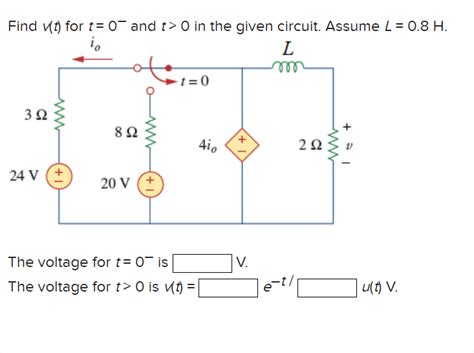 solved find v t for t 0 and t 0 in the given circuit