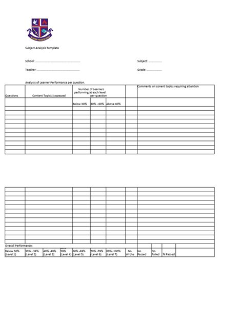 subject analysis template pdf