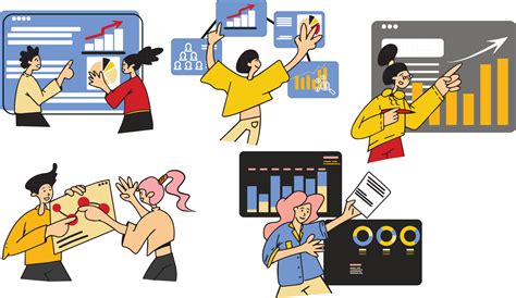 Vector Cartoon Characters Working In Statistical Data Analysis And