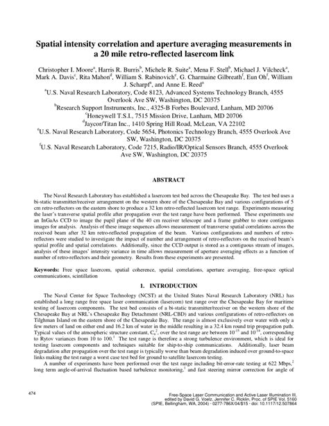 pdf spatial intensity correlation and aperture averaging measurements