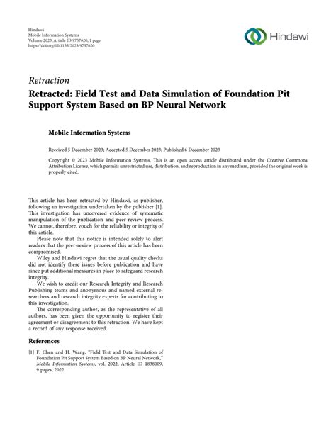 Pdf Retracted Field Test And Data Simulation Of Foundation Pit Support System Based On Bp