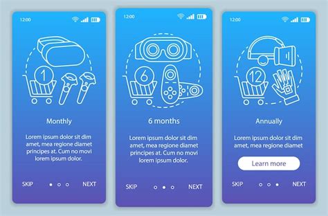 Premium Vector Vr Game Subscription Onboarding Mobile App Page Screen Vector Template