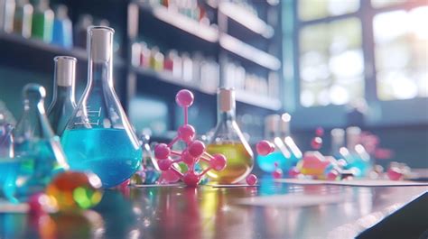 Premium Photo Science Laboratory With Chemical Flasks And Molecular Models