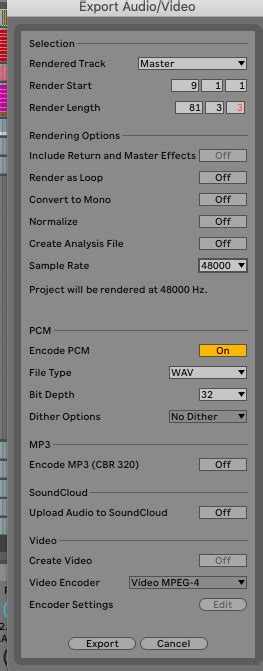 need help with rendering r ableton