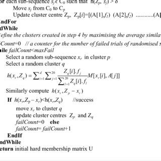 Initialisation Procedure Input X Dataset D Window Size M Mutation