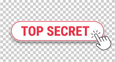 top secret 3d click web button with hand cursor on blank background