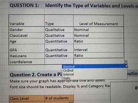Solved QUESTION Identify The Type Of Variables And Levels Chegg Com