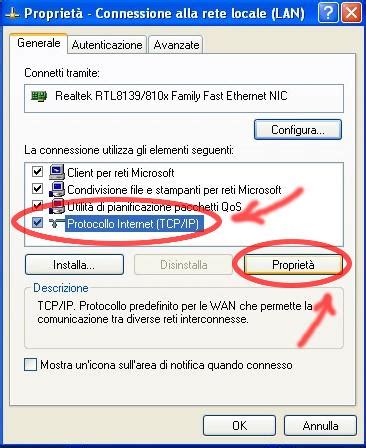 Configurazione Ip Windows Xp