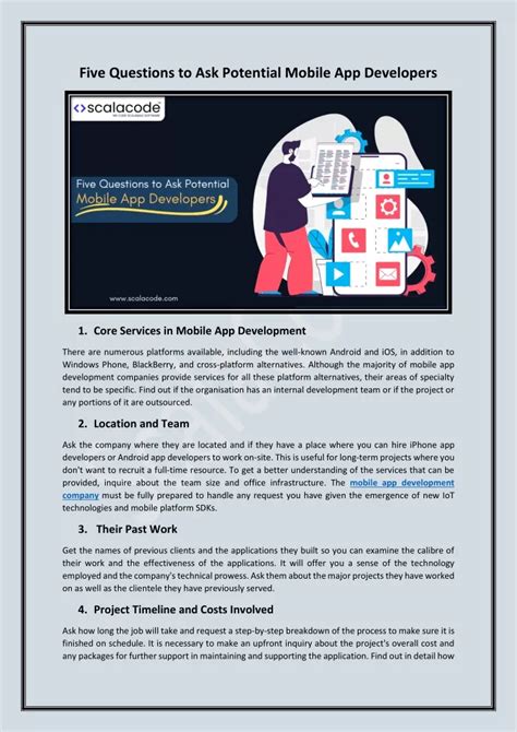 Ppt Five Questions To Ask Potential Mobile App Developers Scalacode