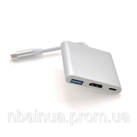 Конвертер Type-C (папа) на HDMI(мама)+USB 3.0(мама)+Type-C(мама) 10cm ...
