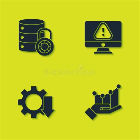 Set Server Security With Lock Pie Chart Infographic Cost Reduction And Monitor Exclamation