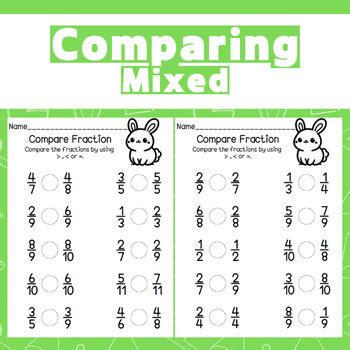 Comparing Fractions With Same Denominator And Same Numerator Worksheet