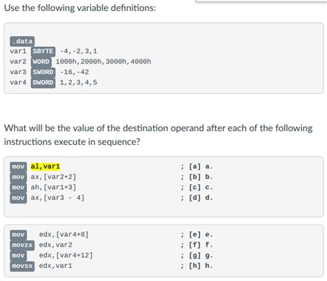 Solved Use The Following Variable Definitions Data Var1