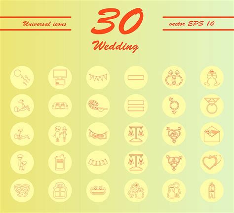 현대 선 스타일 벡터에서 웨딩 아이콘 세트 Eps Ai Uidownload