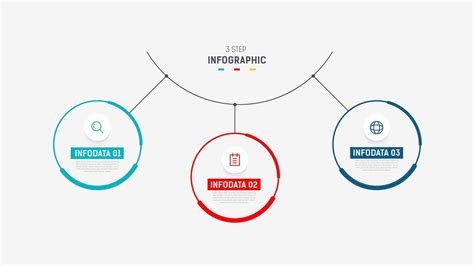Three Step Infographic Label Design Template With Line Icons Process Steps Diagram