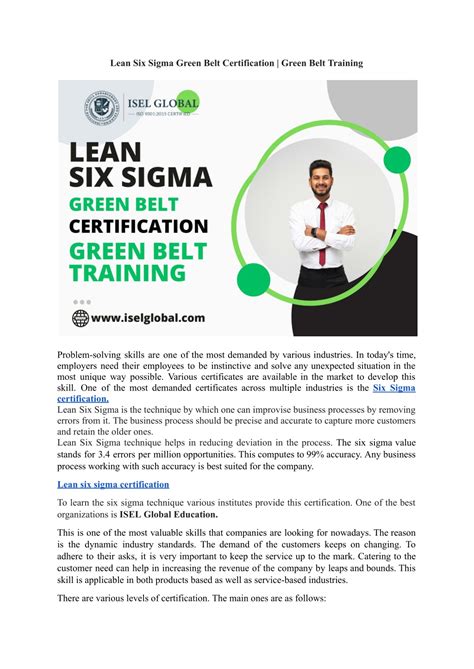 PPT Lean Six Sigma Green Belt Certification Green Belt Training PowerPoint Presentation ID