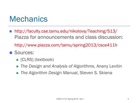 ppt csce 411h design and analysis of algorithms powerpoint