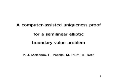 Pdf A Computer Assisted Uniqueness Proof For A Semilinear Elliptic