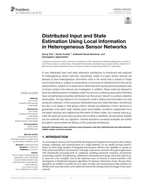Pdf Distributed Input And State Estimation Using Local Information In