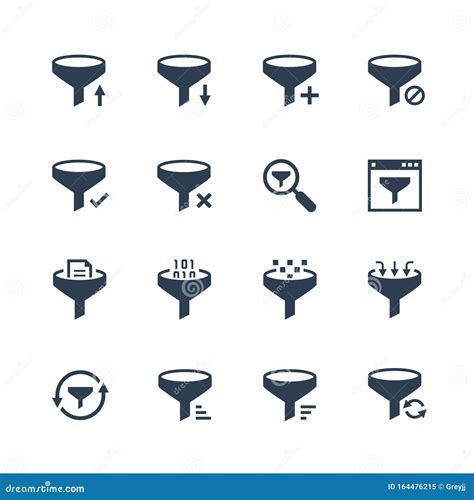 Data Filtering Icon Set Stock Vector Illustration Of Pictogram 164476215