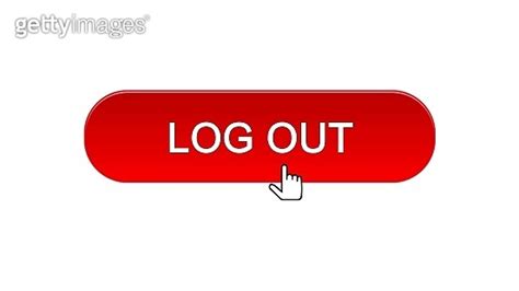 Log Out Web Interface Button Clicked With Mouse Cursor Red Color Application 이미지 948034048