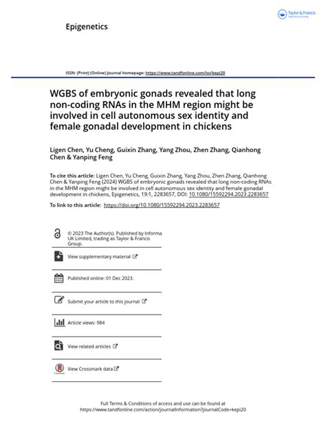 Wgbs Of Embryonic Gonads Revealed That Long Non Coding Rnas In The Mhm