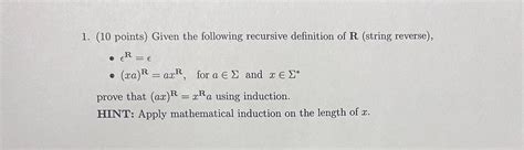 Solved 10 ﻿points ﻿given The Following Recursive