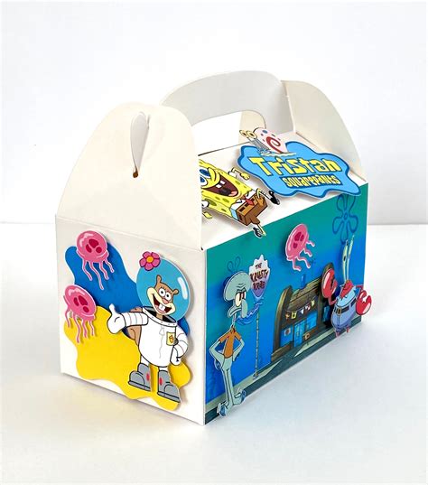 Spongebob Squarepants Themed Gable Treat Birthday Party Favour Boxes