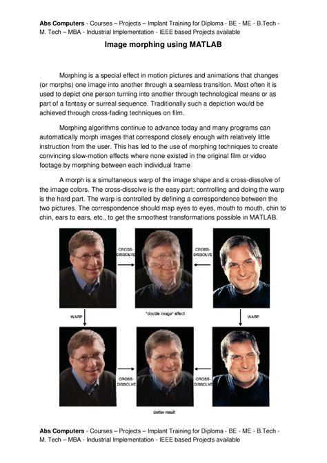 Image Morphing Using Matlab Synopsis Abs Computers Courses