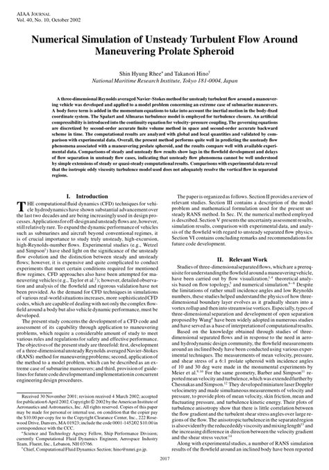 Pdf Numerical Simulation Of Unsteady Turbulent Flow Around Maneuvering Prolate Spheroid