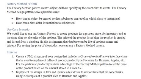 Solved Factory Method Pattern The Factory Method Pattern