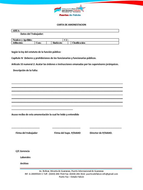 Carta De Amonestacion Pdf