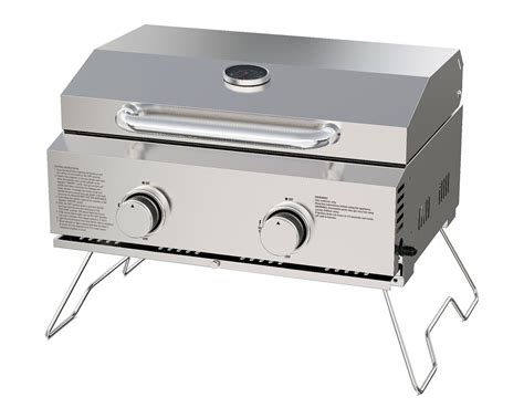 Portable Propane Gas Grill 2 Burner Tabletop Grill Stainless Steel