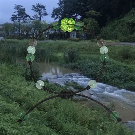 그린웨이 그린웨이 네잎클로버 비즈 원석 매듭 행운 팔찌 위시버킷