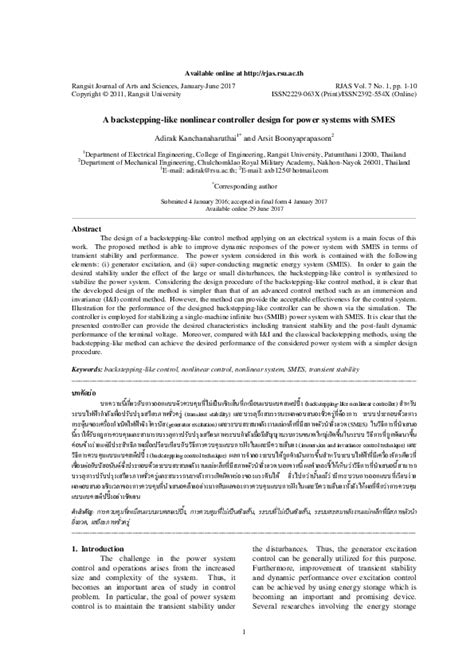 Pdf A Backstepping Like Nonlinear Controller Design For Power Systems
