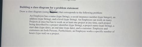 Solved Building A Class Diagram For A Problem Statement Draw A Class 1 Answer