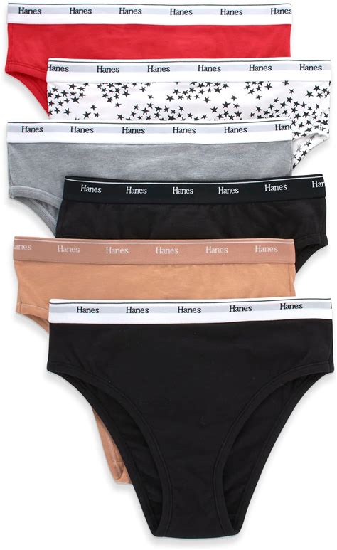 Hanes Originals Womens Underwear Hi Leg Pack Stretch Cotton Hi Leg