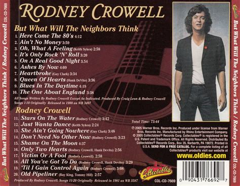 Cd Album Rodney Crowell But What Will The Neighbors Think Rodney