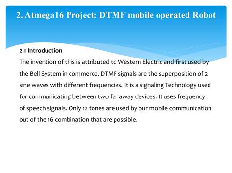 Dtmf Mobile Operated Robot Using Atmega16 Ppt