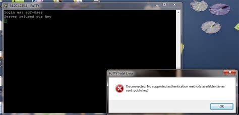Amazon Web Services Disconnected No Supported Authentication Methods Available Server Sent